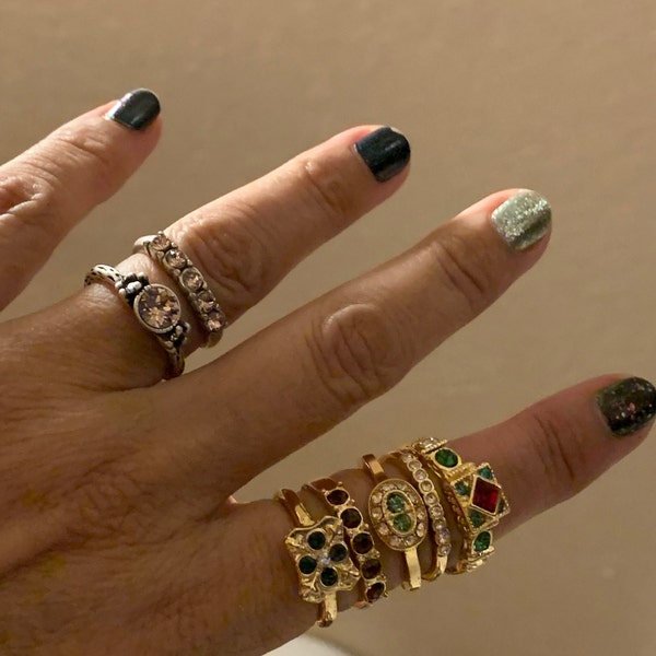 Swarovski Crystal Stacking Ring Set: Boho Vintage Rings - Etsy