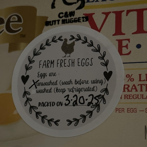 Farm Fresh Chicken Egg Stickers: Carton Labels, Wash & Unwashed - 2 ...