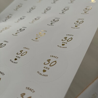 30th Birthday Stickers, Personalised Birthday Sticker, Foil Birthday ...