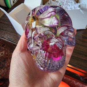 Custom Resin Skulls With Real Flowers. Roses, Carnations, Sunflowers ...