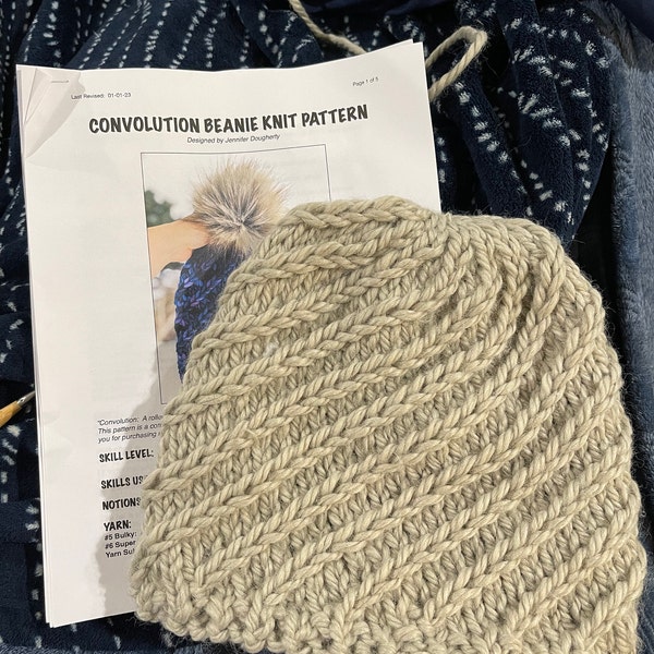 KNIT Pattern for Convolution Beanie | Knitting Pattern PDF Instructions ...