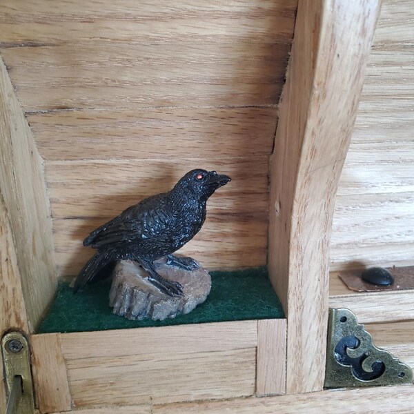 Miniature Black Raven W/ Secret Key for Halloween ~ Fairy Garden ...