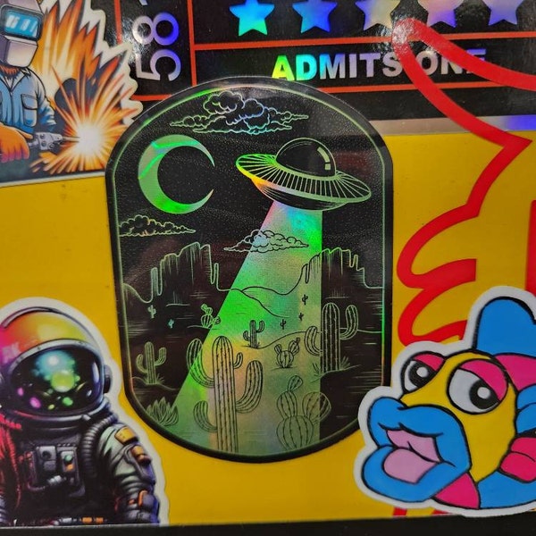 UFO Holographic Sticker - Etsy