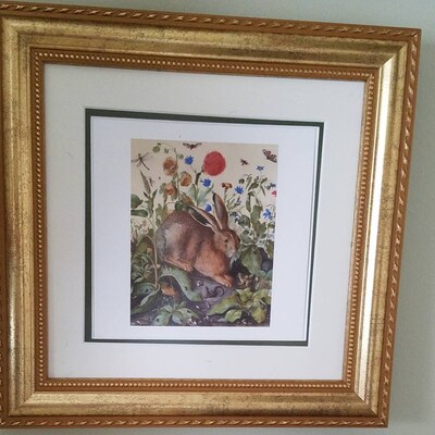 Antique Rabbit Painting Art Print, Hans Hoffmann, A Hare Among Plants ...