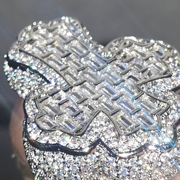 Luxury Shiny Iced Out Cz Diamond Big M Gold Plated Rings, Bling Bling ...