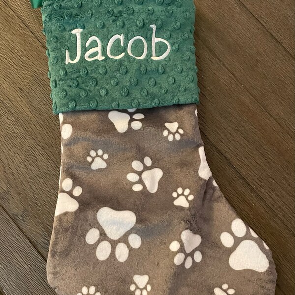 Paw Print Dog Stocking, Dog Christmas Stocking, Paw Print Christmas ...