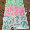 Monogram Decals, Sheet of Monograms, Monogram Bundle, Monogram Stickers ...
