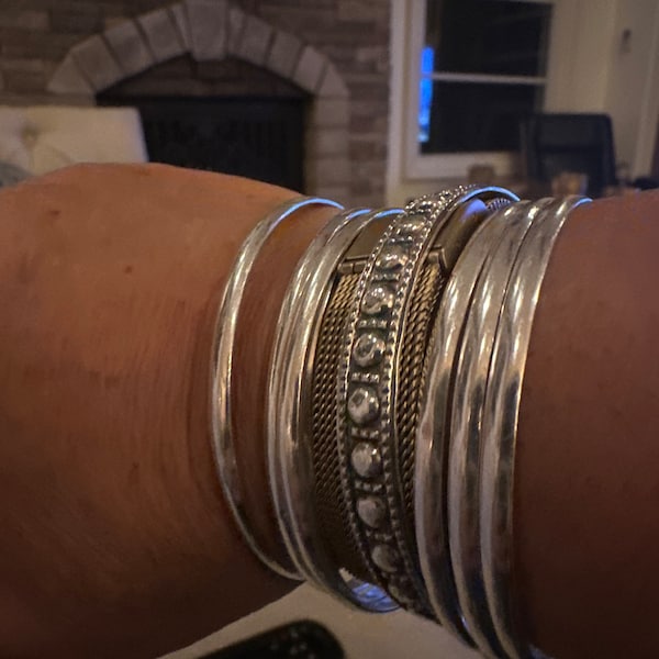 Beautiful Silver Bangles!handmade 925 Sterling Silver Bangle Set!simple ...
