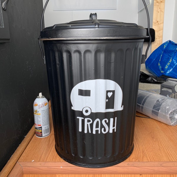 Trailer Trash Camper Decal - Retro Rv Sticker - Vinyl Trash Can Decal ...