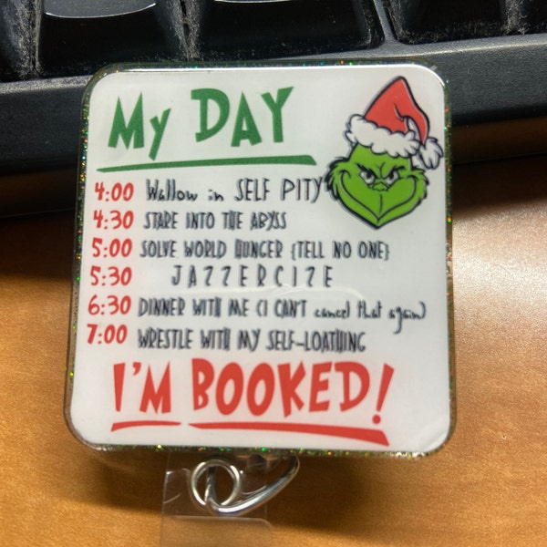 Mean One Schedule Badge Reel, My Day ID Holder, Funny Christmas Badge ...