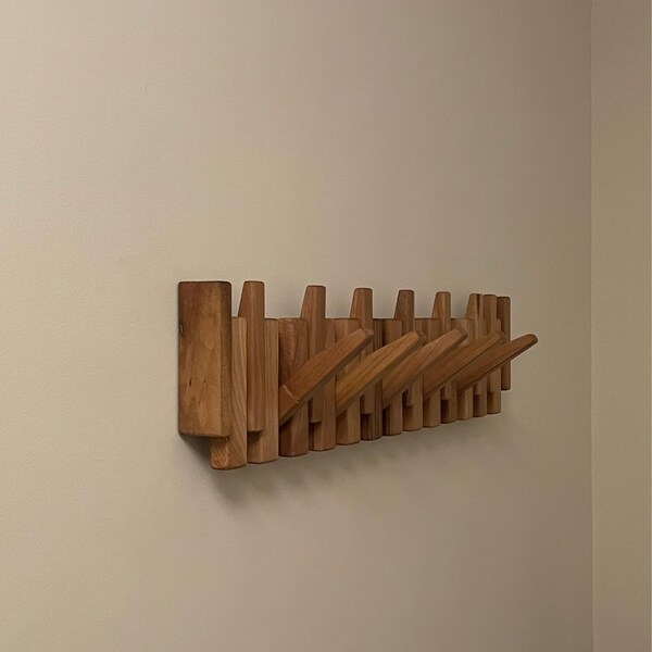 Solid Wood Piano Coat Rack, Wall Mounted Handmade Coat Hat Hanger ...