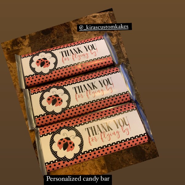 Ladybug Candy Bar Wrapper Baby Shower Printable Chocolate Bar Wrapper ...