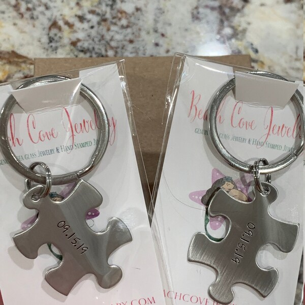 Interlocking Puzzle Keychain Set - Set of 2 - Stainless Steel - Hand ...