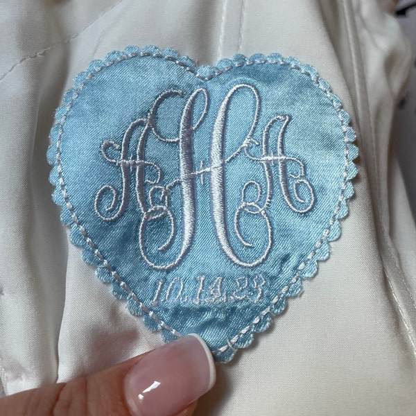 EMBROIDERY Wedding Dress Satin Label Dress Patch Something Blue Gift ...