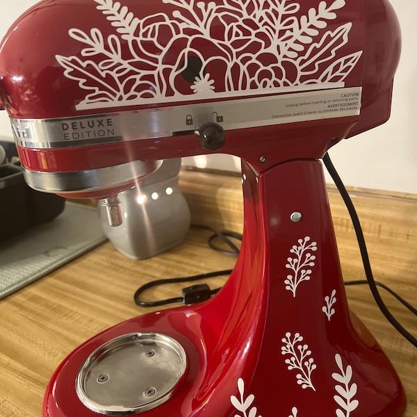 Floral Inspired Design Kitchenaid Mixer Decal Sticker| Kitchen Mixer ...