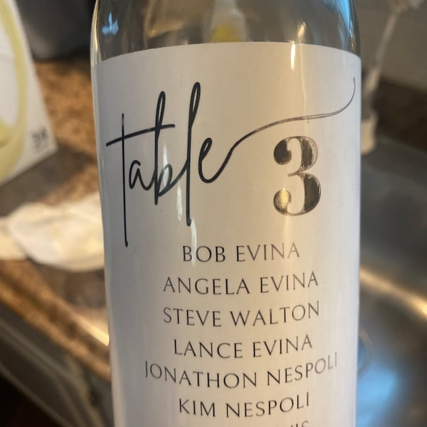 Table Seating Wine Bottle Labels, Printed Seat Labels, Wine Bottle ...