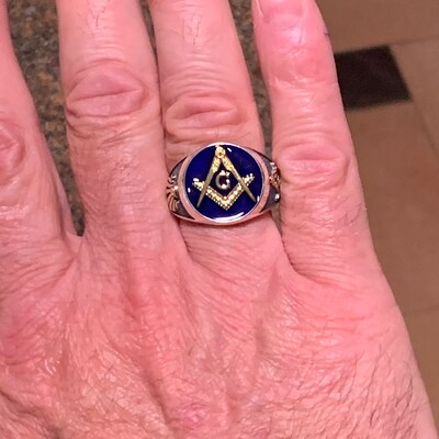Masonic Ring Blue Lodge Signet Ring Master Mason Freemason Jewelry Gift ...