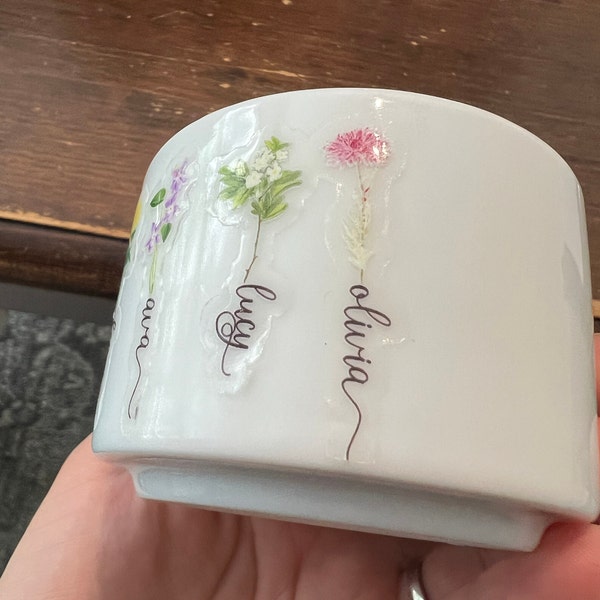 Custom Birth Month Flower Plant Pot, Mom & Kids Flower Pot, Grandma ...