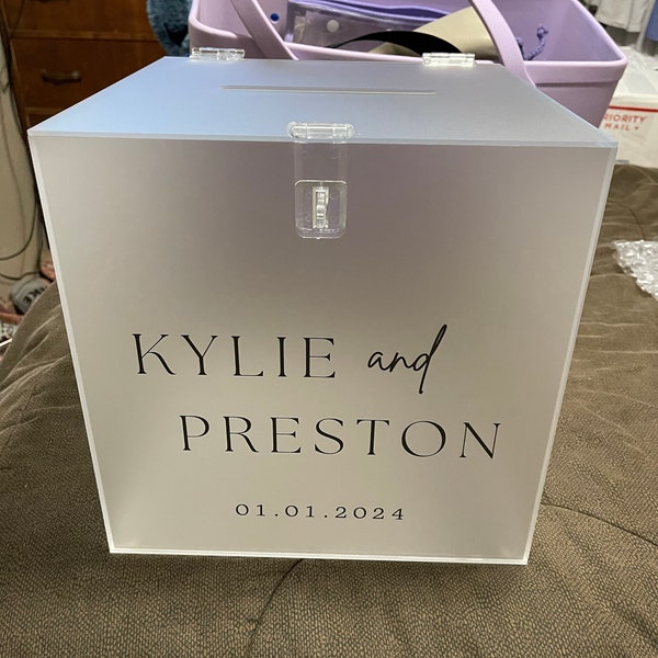 Personalized Name Card Box Wedding Acrylic Card Box With Lock and Key ...