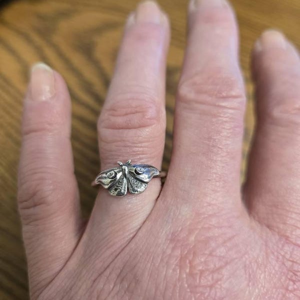 Sterling Silver Moth Ring Celestial Moth Ring Celestial Jewelry Moon Moth Ring Witch Ring Witch ...