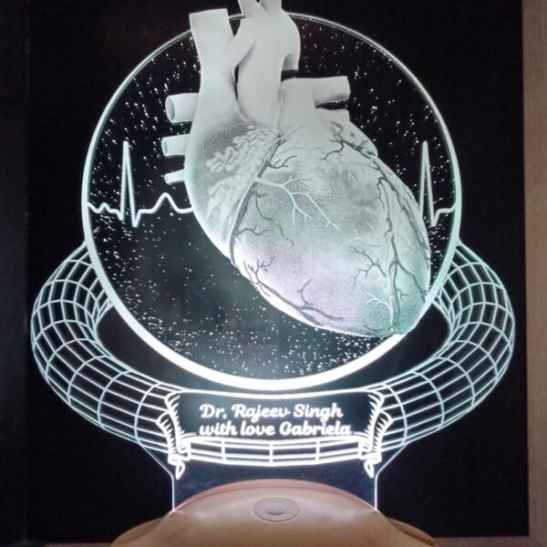 Heart Surgeon Personalized 3D Lamp, Cardiologist Gift, Heart Specialist ...