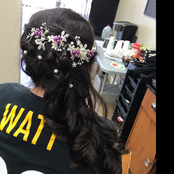 Violet Hair Crown Dark Purple Hair Vine Purple Bridesmaid Headpiece ...