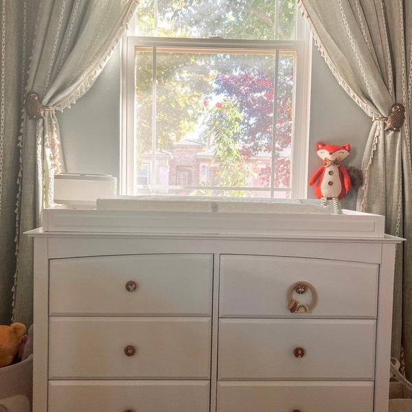 Woodland Forest Critter Nursery Knobs - Hand Painted Boho Bear, Deer, Raccoon, Rabbit, Owl, and ...