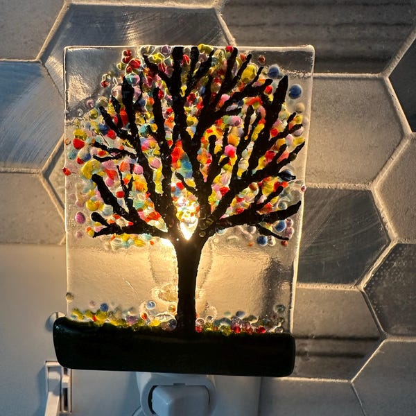 Rainbow Tree Fused Glass Night Light: Nature Inspired Accent Light - Etsy