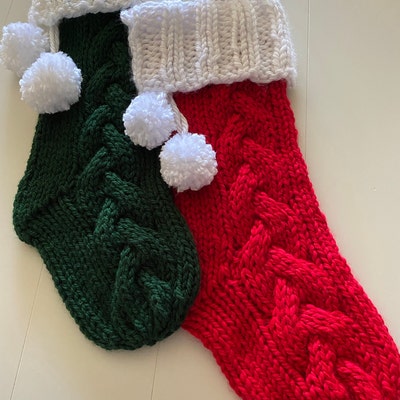Knit Stocking Pattern / Monster Cables Stocking / DIY Handmade Knitting ...
