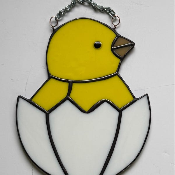 Baby Chick Stained Glass Pattern, Cute Chick Suncatcher, Stained Glass ...
