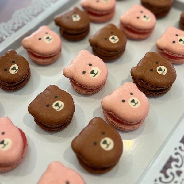 Teddy Bear French Macarons 6, 12, 24 - Choose Your Flavors - Edible ...