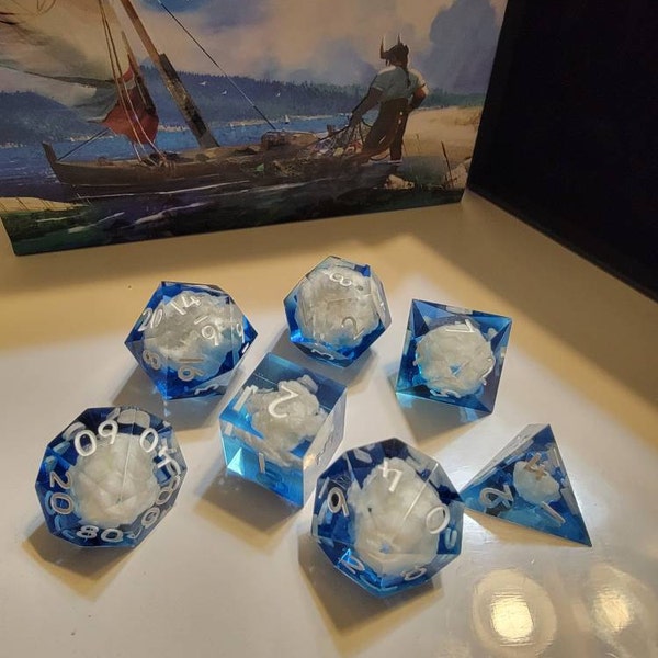 Blue Sky Hymnal - Gradient Cloud Dice, Handmade Resin Sharp Edge Dnd ...