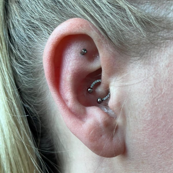 Earrings Rings Double Open Stack Nose Ring CZ 316L Surgical Steel Nose ...