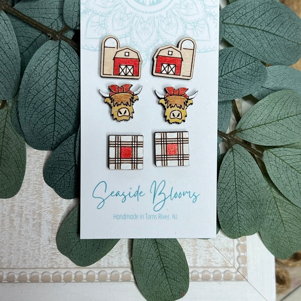 Highland Cow Earrings SVG Cut File, Highland Cow Earrings Laser File ...