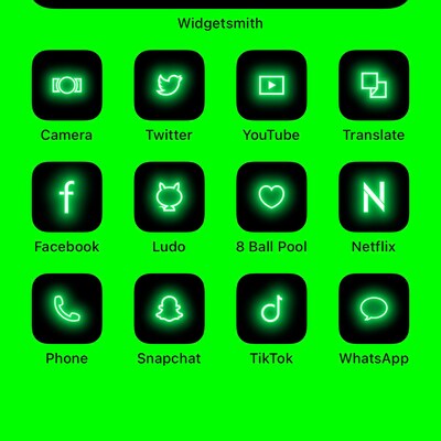 Neon Green Ios14 Icon Set 136 Icons and Backgrounds iPhone - Etsy