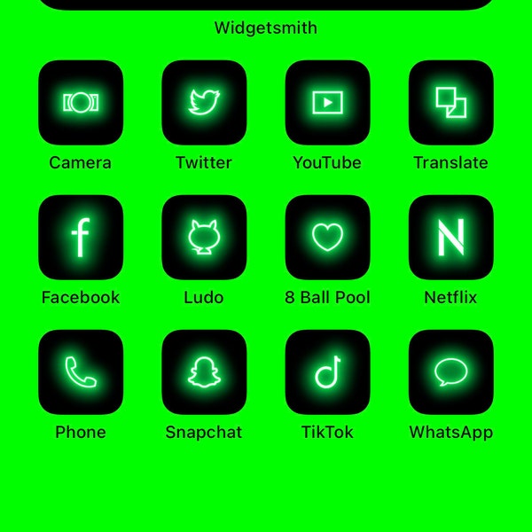 Neon Green Ios14 Icon Set | 136 Icons and Backgrounds | iPhone Aesthetic | Widget Smith | Quote ...