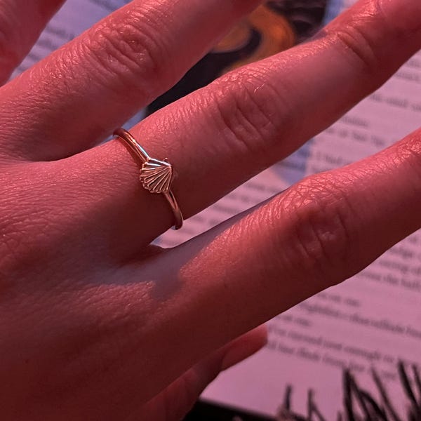 Tiny Shell Stacking Ring, Gold Filled Seashell Stacking Ring, Thin Gold Shell Ring, Stacking ...