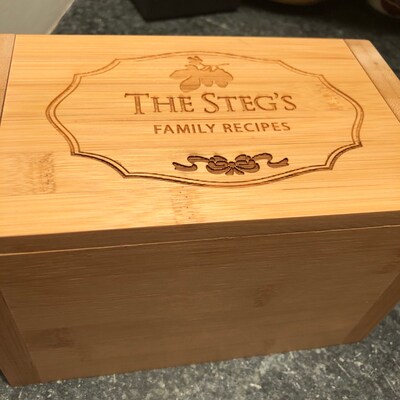 Personalized Wood Recipe Box, Engraved Recipe Box, Custom Wood Recipe ...
