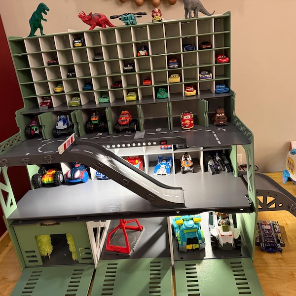 Toy Garage for 1/64 and 1/32 Scale Toy Cars, Personalized Toddler Boy ...