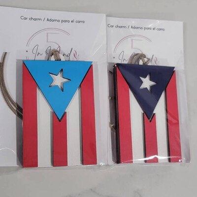 Puerto Rican Flag Rear View Mirror Accessory / Car Hanging Ornament ...