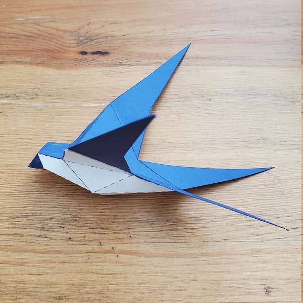DIY Low Poly Swallow Papercraft – 3D Bird Sculpture (PDF Pattern) - Etsy