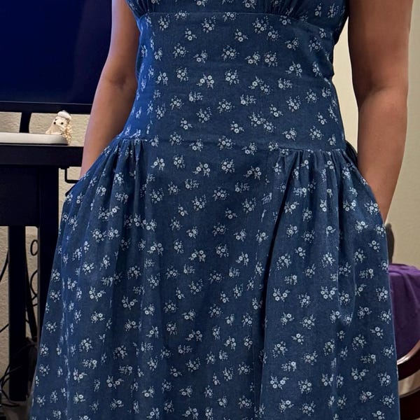 Square Neck Drop Waist Dress Sewing Pattern (digital PDF) - Etsy