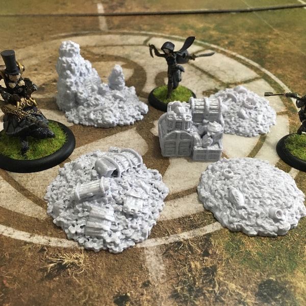 5pc Treasure Trove Coin Piles Chests Scatter Terrain Scenery 3D Printed ...