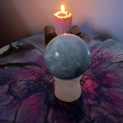 Blue Calcite Lamp Finial Orb Crystal Finial Home Décor - Etsy