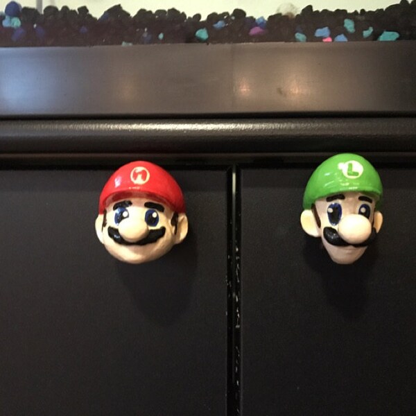 Mario Drawer Pulls Glow in the Dark Super Mario Bros Furniture Knobs ...