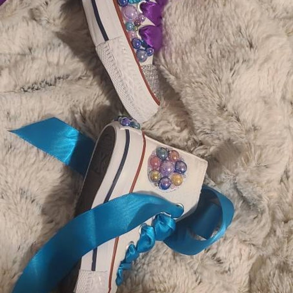 Toddler Girl Kids Bling Pearl Little Mermaid Shoes - Customized Name ...