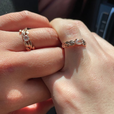 Wattle Ring 14k Rose Gold Leaf Wedding Ring Rose Gold Ring - Etsy Australia