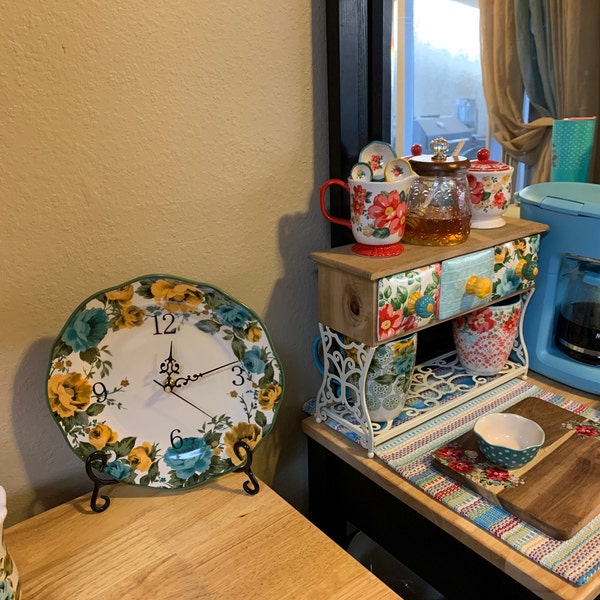 Upcycled Pioneer Woman Kitchen Plate Clock, GORGEOUS GARDEN ,stoneware ...
