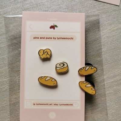 Tiny Eats Pretzel Pin, Cinnamon Bun Pin, Baguette Pin, Board Filler Pin ...