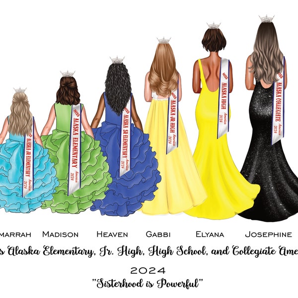Personalized Pageant Sisters DIGITAL Portrait of Nine Girls, Pageant ...